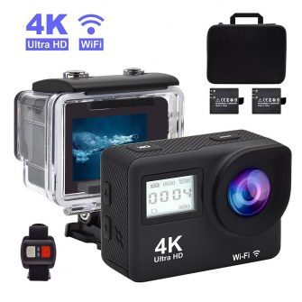 4K Waterproof Sports Action Camera, 2 Rechargeable Battery, Free Travel ...